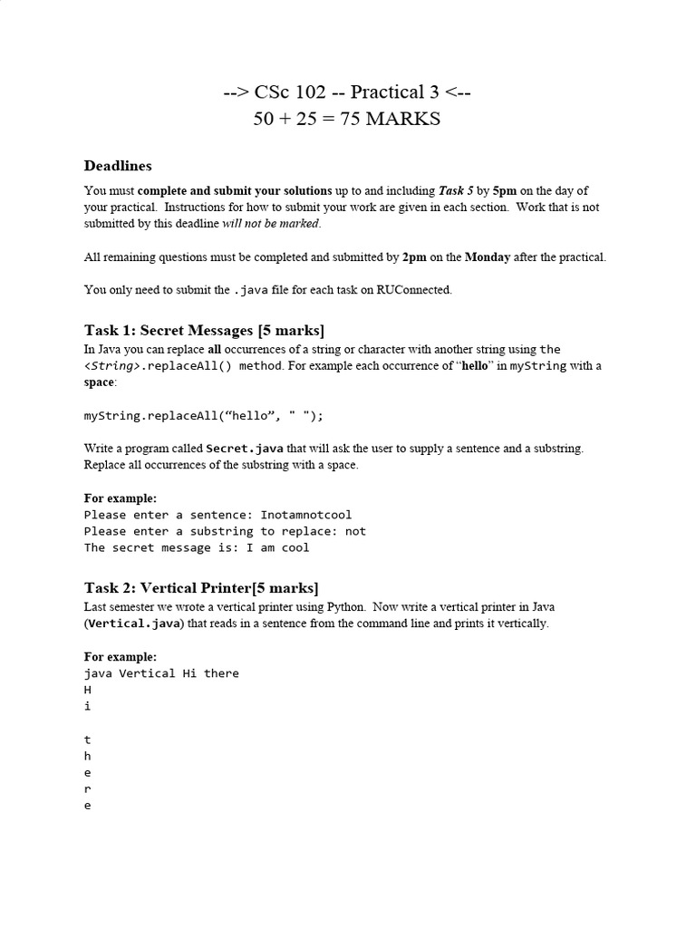 Practical 3 102 2019 | PDF | String (Computer Science) | Printer (Computing)