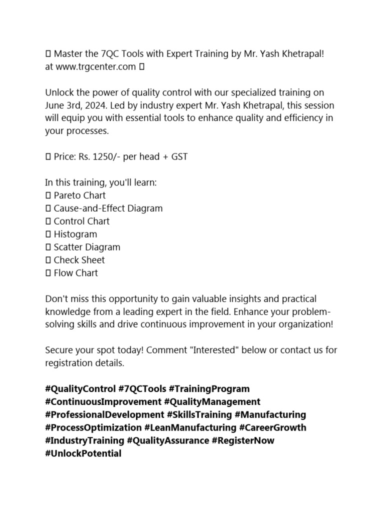 7QC Tools Training with Yash Khetrapal | PDF | Business