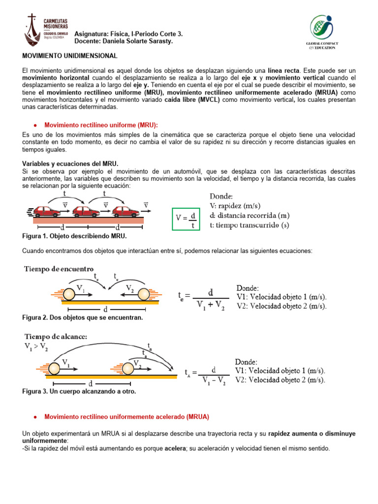 Movimiento Unidimensional | PDF | Velocidad | Cantidades fisicas