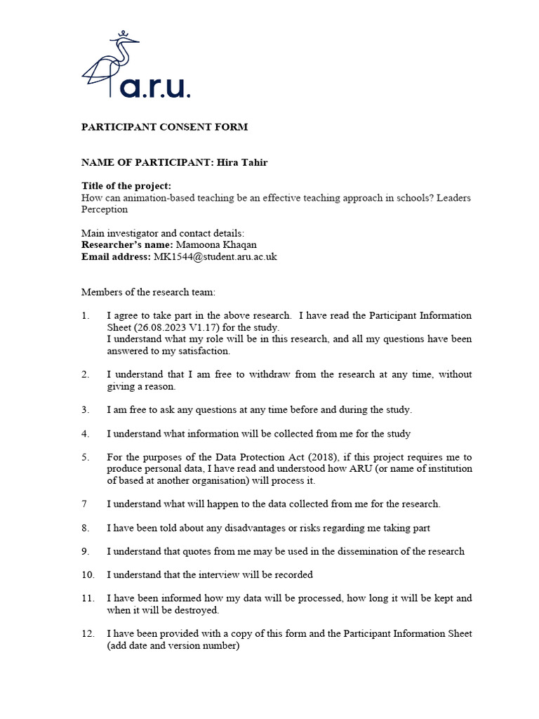 Participant Consent Form 2 | PDF
