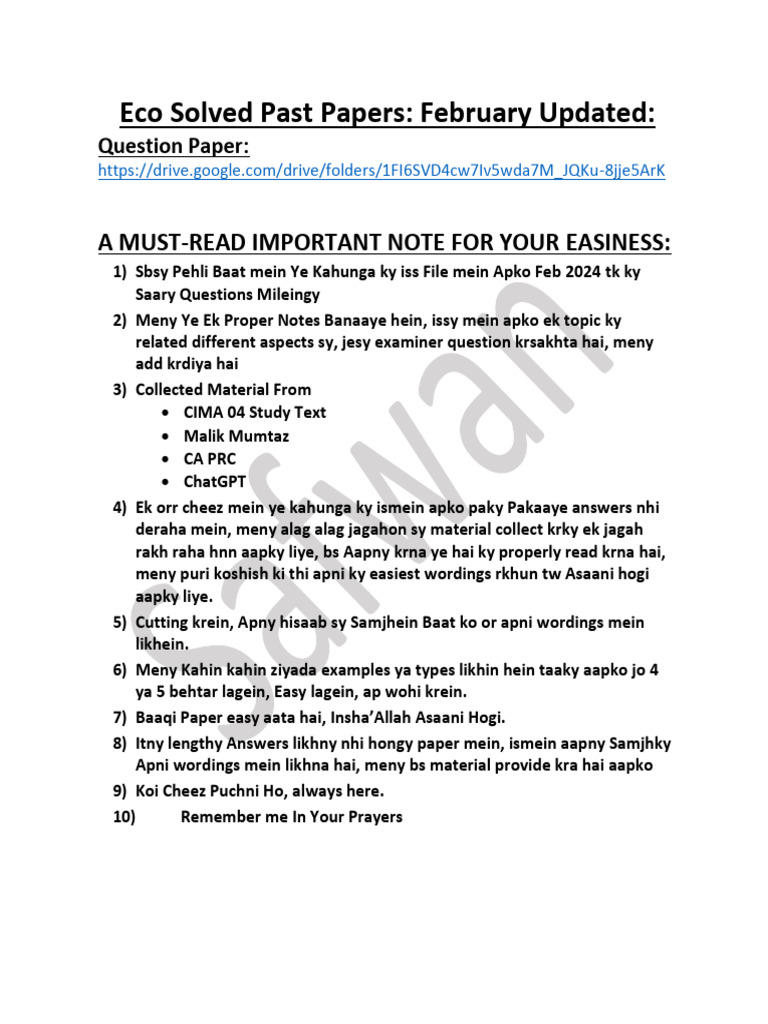 ECO Solved Past Papers February Updated | PDF | Elasticity (Economics ...