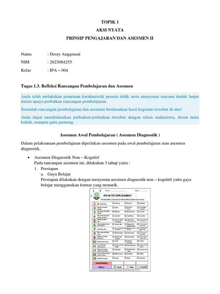 Topik 1 - Aksi Nyata PPA II Tugas 1.3 - Dessy Anggraeni | PDF