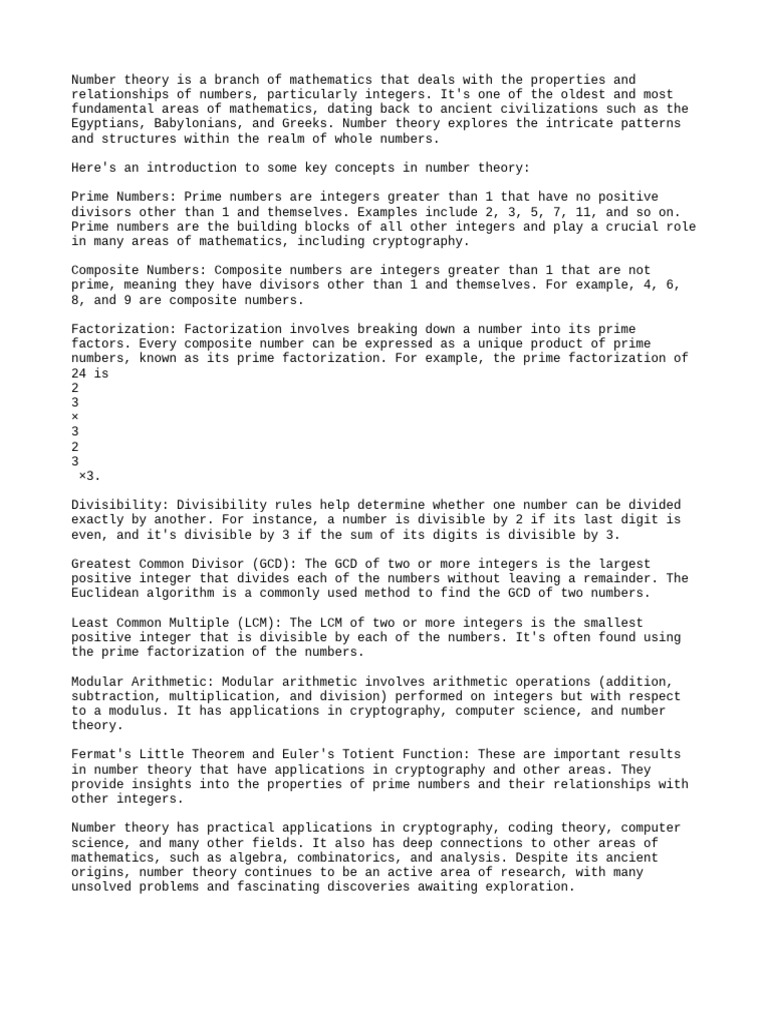 Number Theory | PDF | Prime Number | Factorization