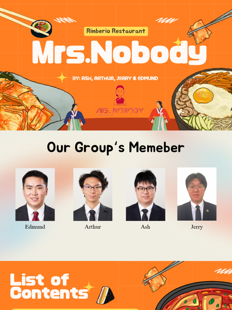 F&B Korean Food Presentation | PDF | Korean Cuisine | Menu