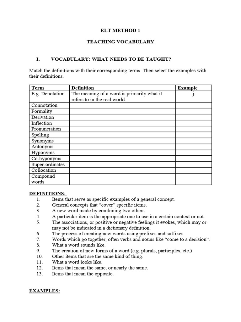 Vocabulary - Handout | PDF | Science & Mathematics