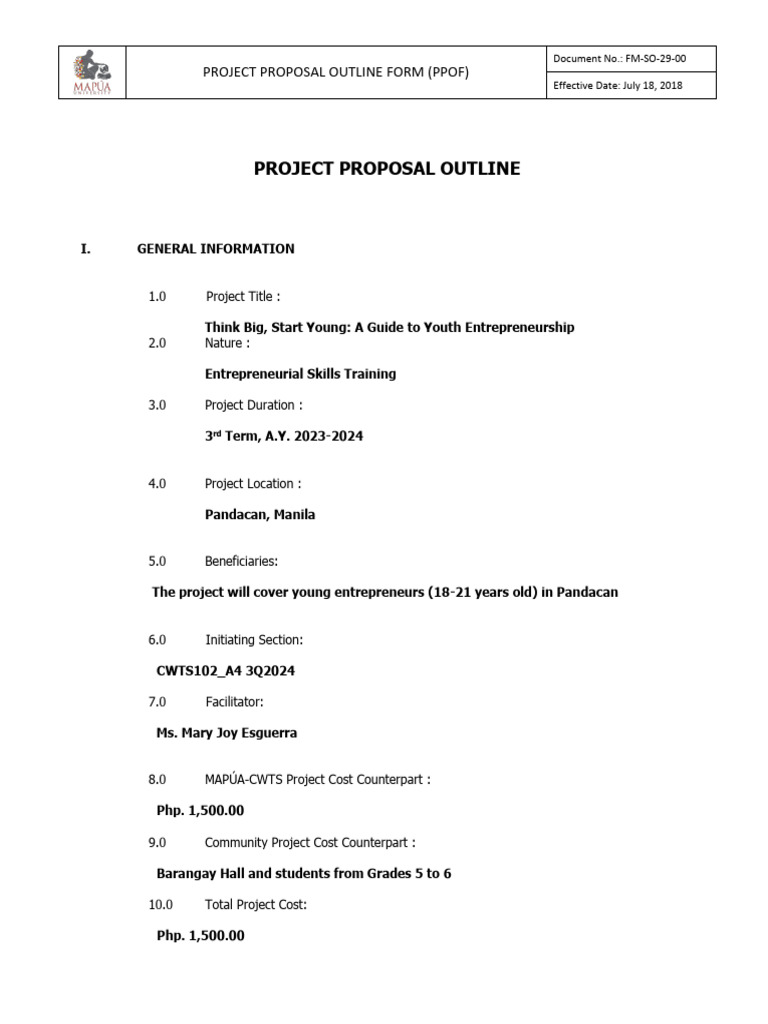 Ramos - JVJ - CWTS102 - A4 - Project Proposal | PDF | Entrepreneurship | Mentorship