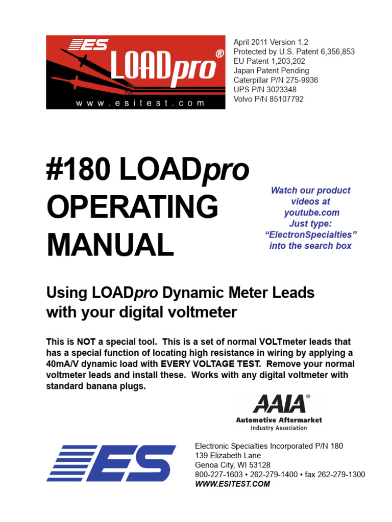 Esi 180 LoadPRO Manual | Download Free PDF | Voltage | Electrical ...