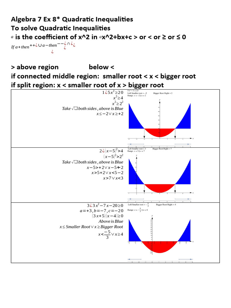 Solving Quadratic Inequalities Guide | PDF | Number Theory | Algebra