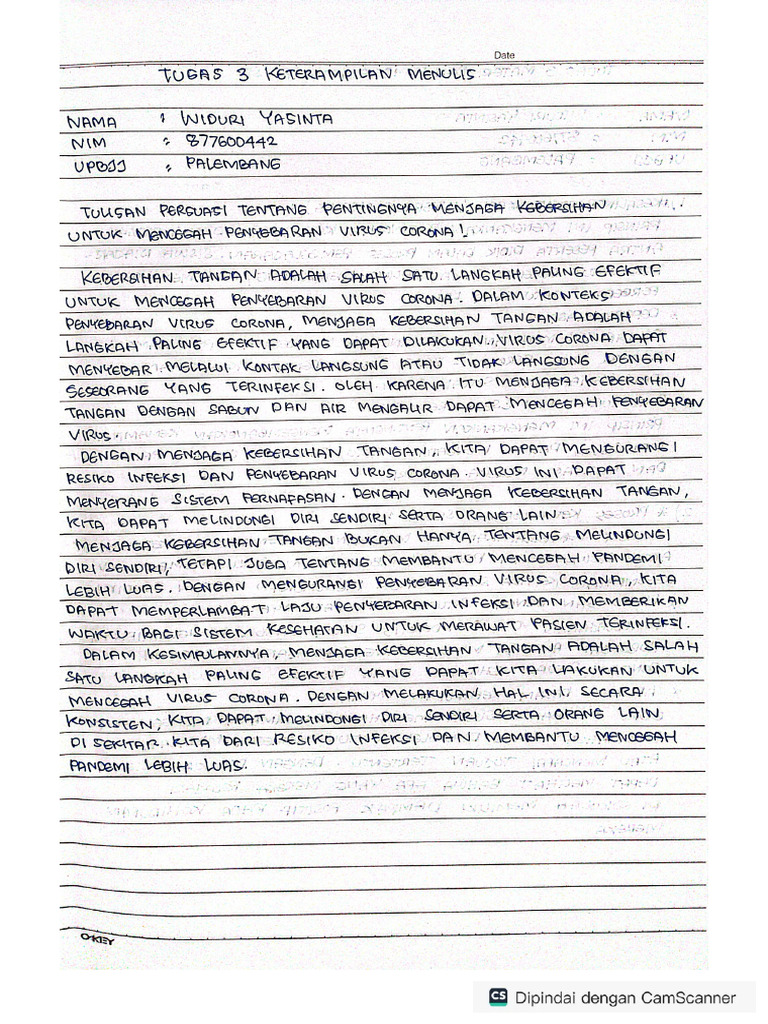 Tugas 3 Keterampilan Menulis - Widuri Yasinta - 877600442 | PDF