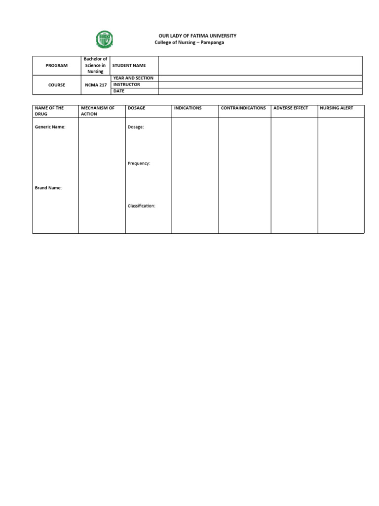Nursing Drug Study Guide | PDF