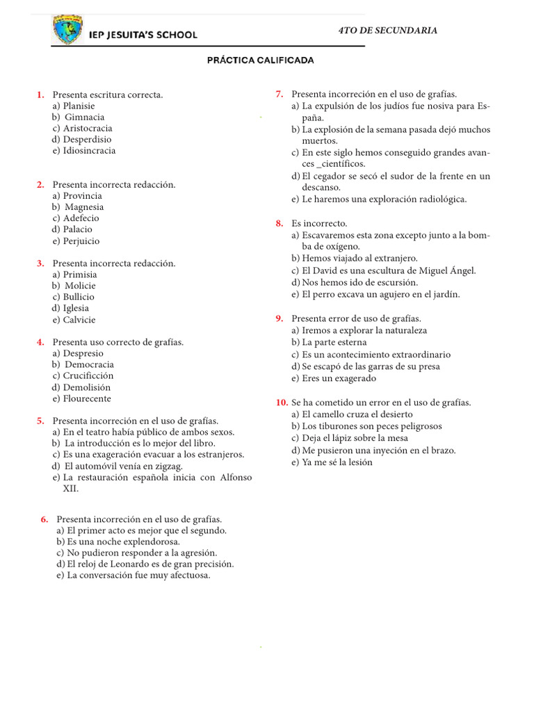 Practica 4to de Secundaria - Lenguaje | PDF | Adultos jóvenes