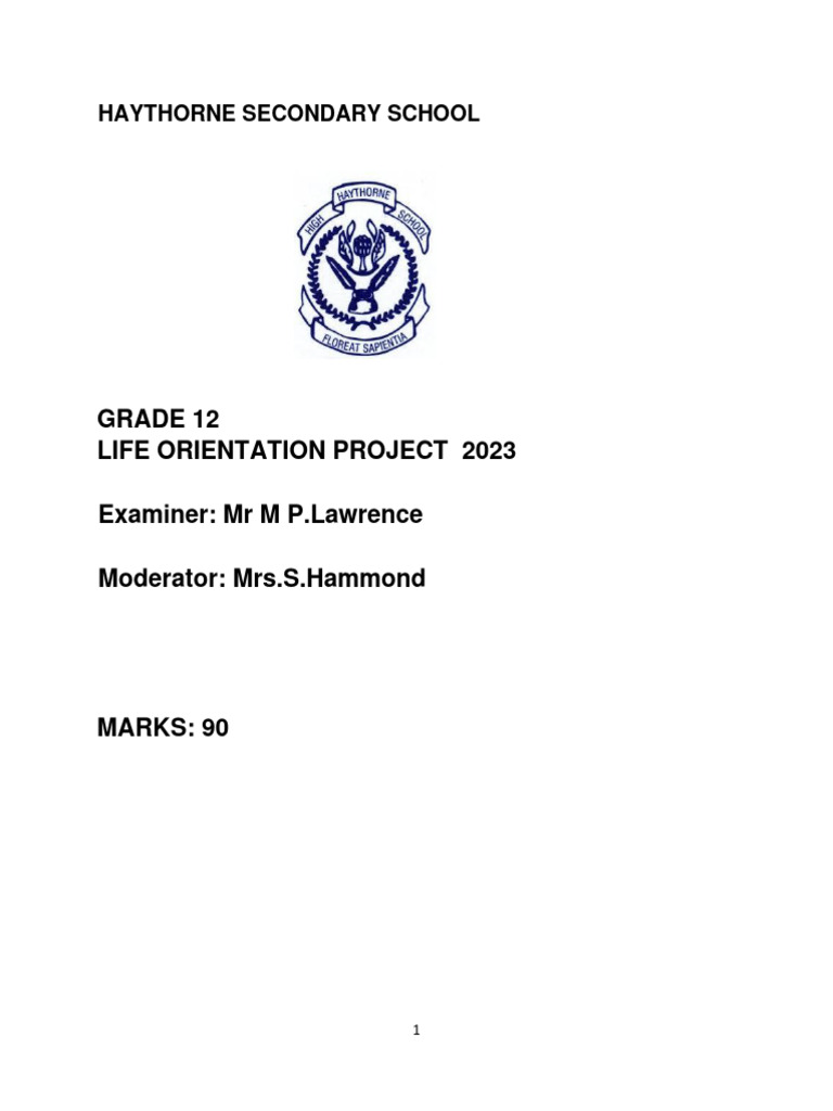 Life Orientation Project 2023 | PDF | Learning