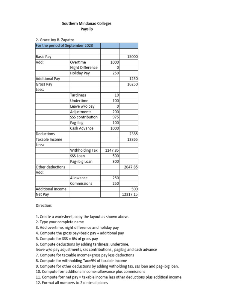 2nd-Exercises-ZAPATOS, GRACE JOY - Edited | PDF | Tax Deduction | Taxes