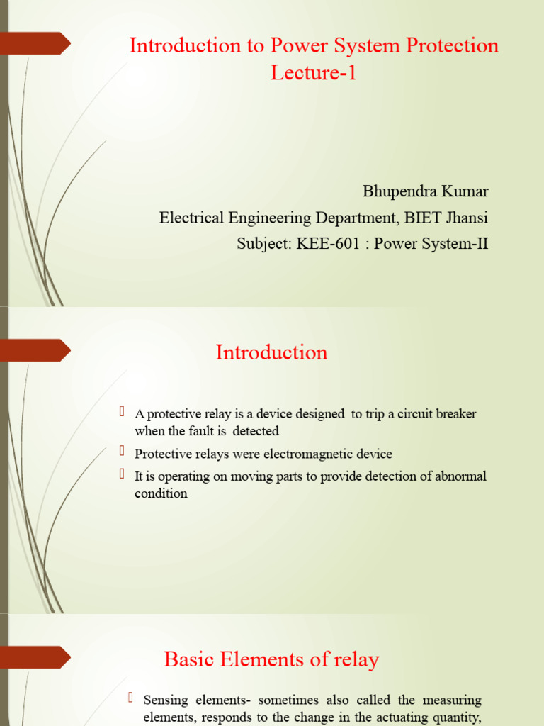 Introduction To Power System Protection | PDF | Relay | Electrical ...