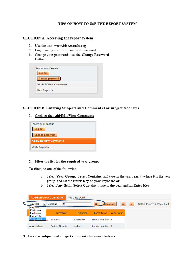 TIPS ON HOW TO USE THE REPORT SYSTEM | PDF