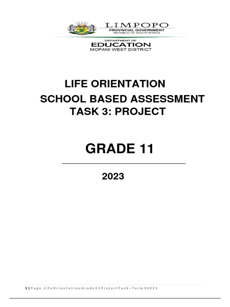 GRADE 11 LIFE - ORIENTATION - PROJECT - 2023 Final | Download Free PDF ...