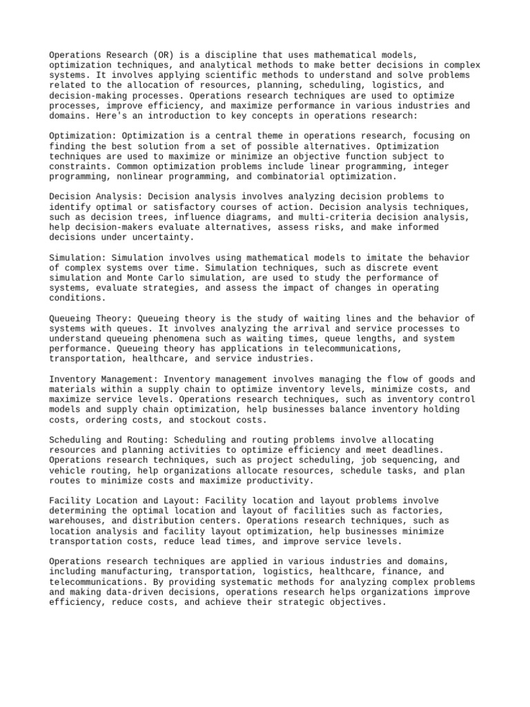 Operation Reasearch | PDF | Mathematical Optimization | Operations Research