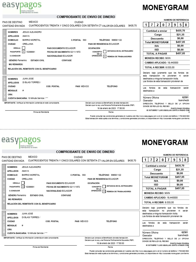 Comprobante de Envio de Dinero | PDF | Mercado de divisas | Moneda