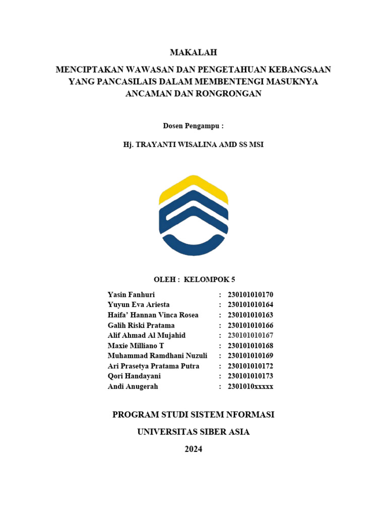 Makalah Uts Pancasila Done | PDF