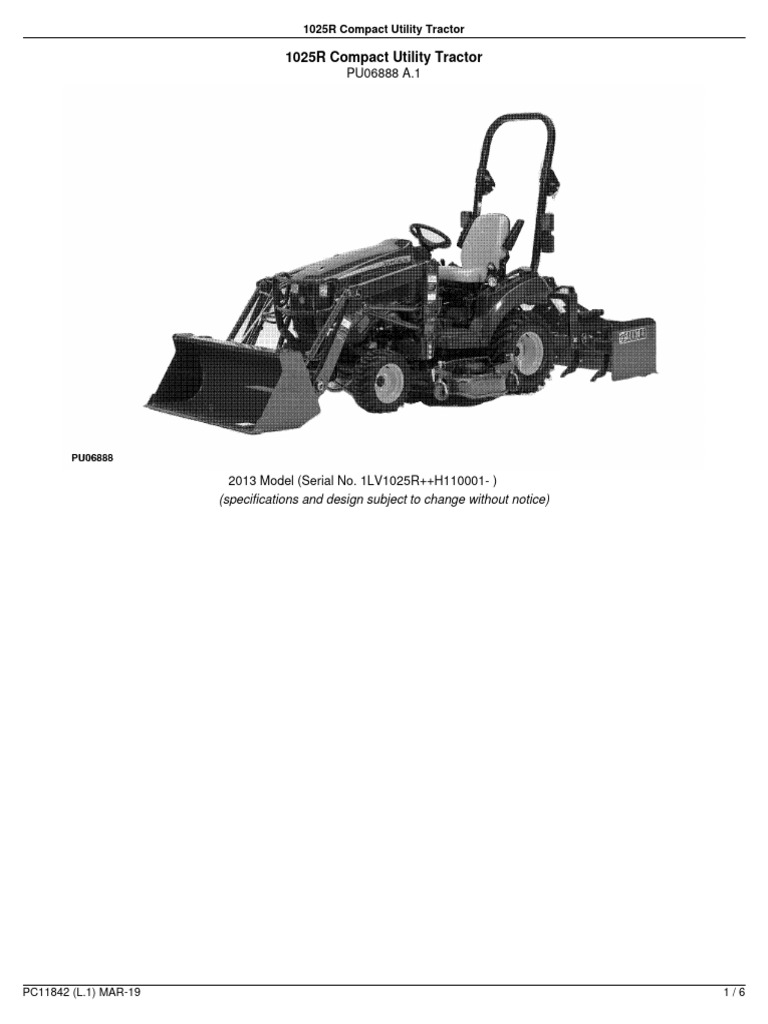 1025R Serial Numbers | PDF | Screw | Tractor