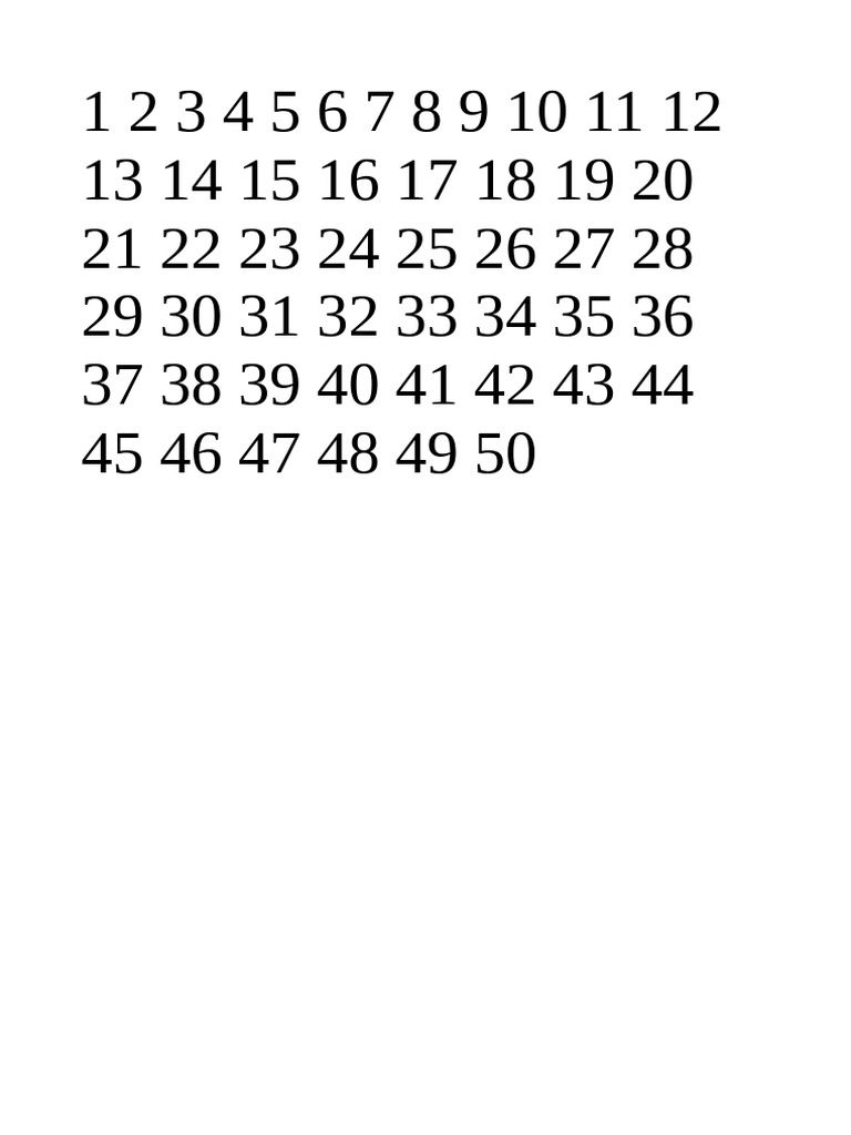 Les Nombre de 1 A 50 | PDF