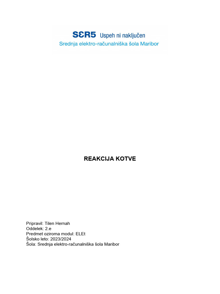 Reakcija Kotve | PDF