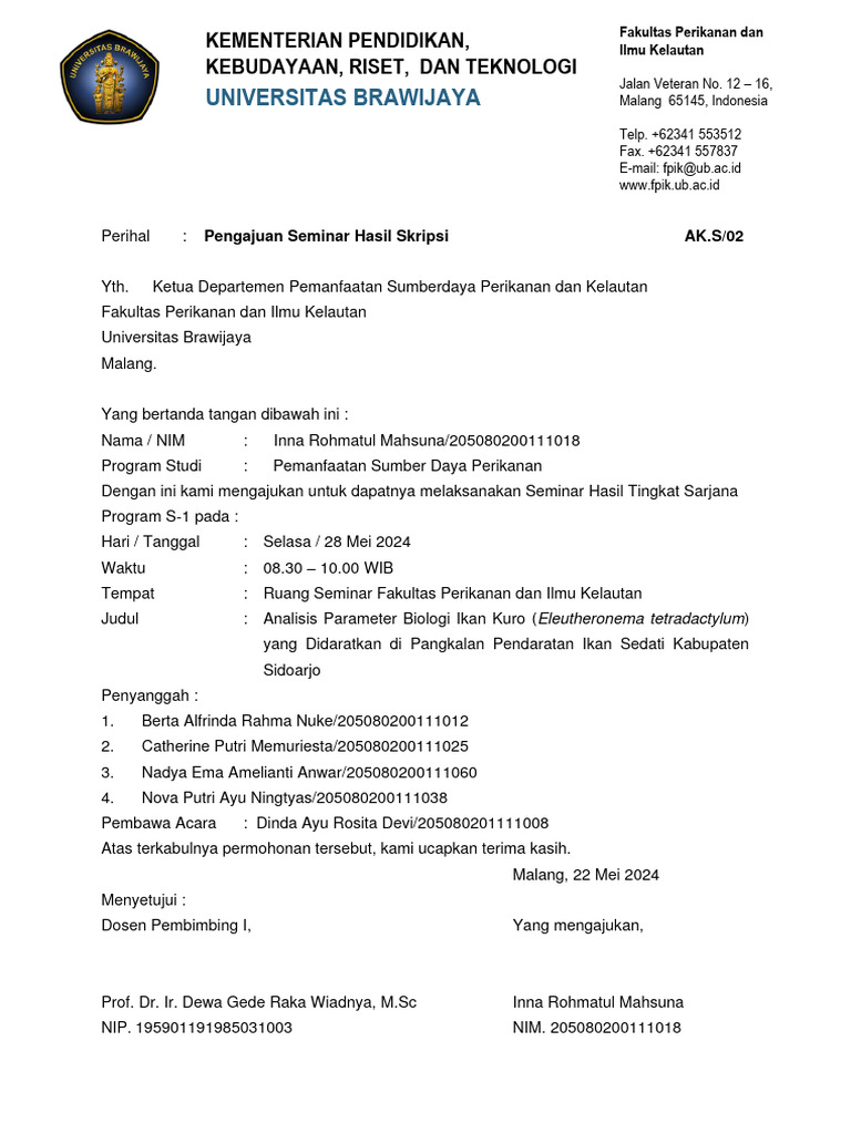 Form Pengajuan Semhas | PDF