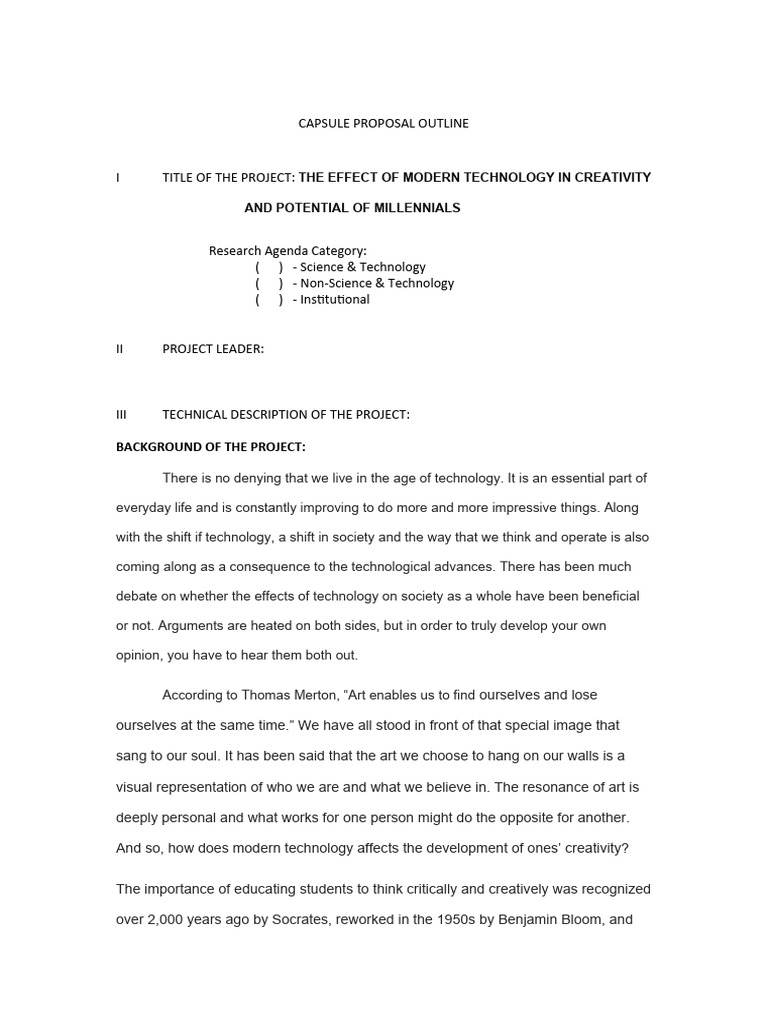 Torrecampo Capsule Proposal Outline | PDF | Creativity | Thought