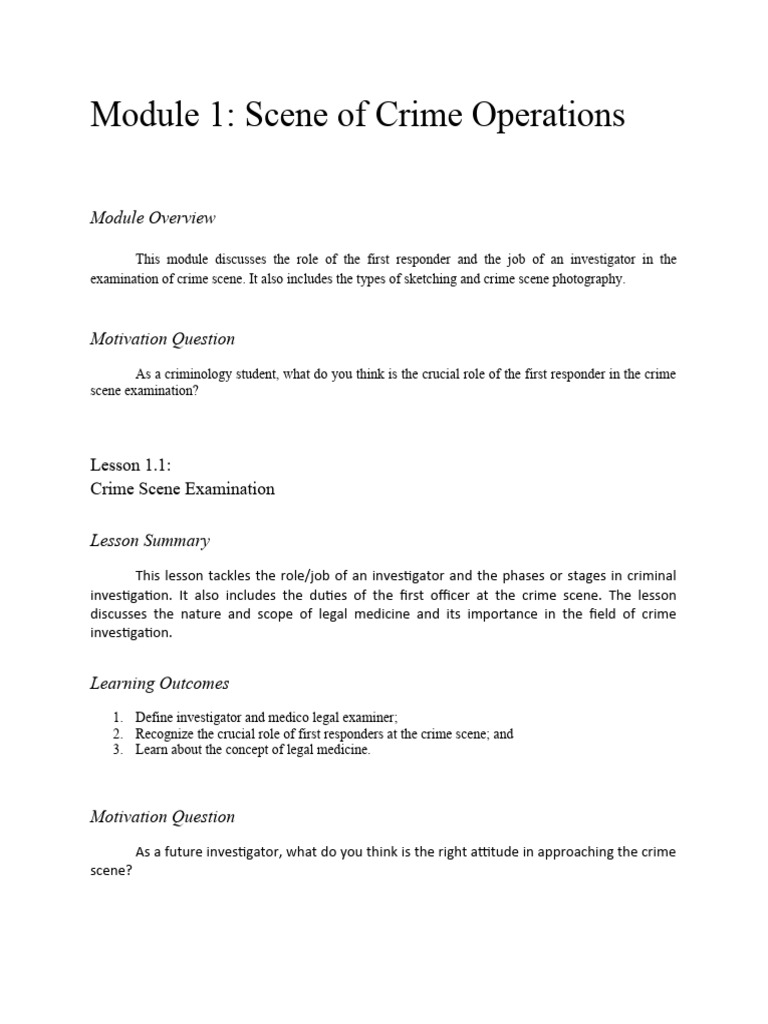 Module 1 - Lesson 1.1 - Learning Material-1 | PDF | Crime Scene | Crimes