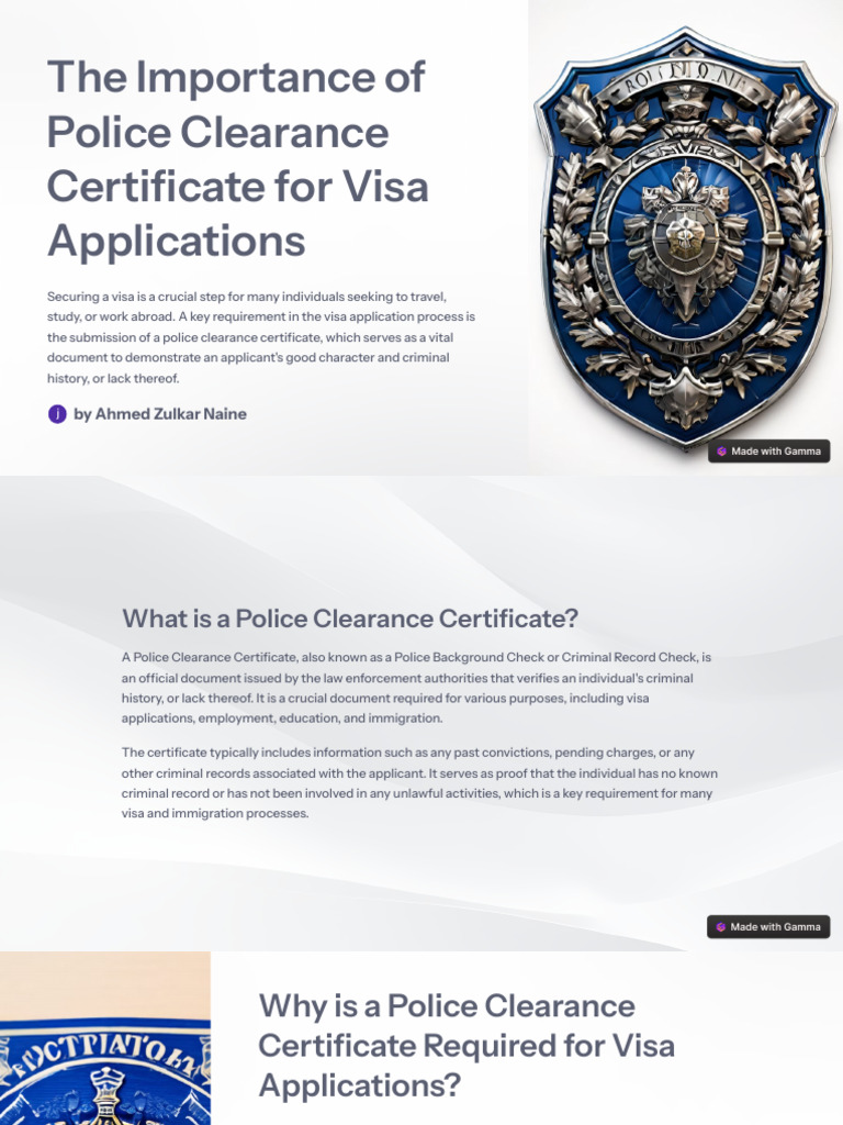Police Clearance Certificate for Visas | PDF | Criminal Record ...