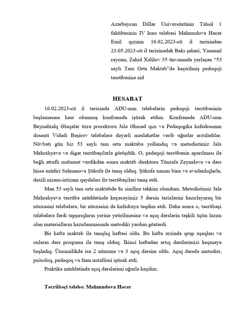 Hesabat | PDF