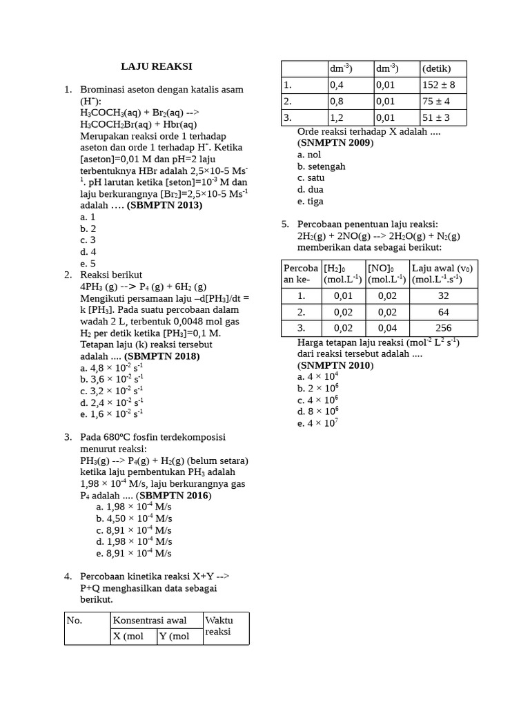 Kinetika Reaksi dan Laju Pembentukan Produk | PDF