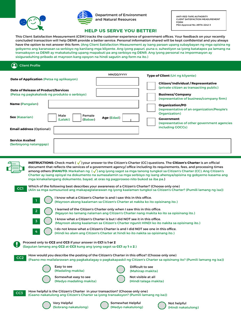 Client Satisfaction Measurement Form | PDF