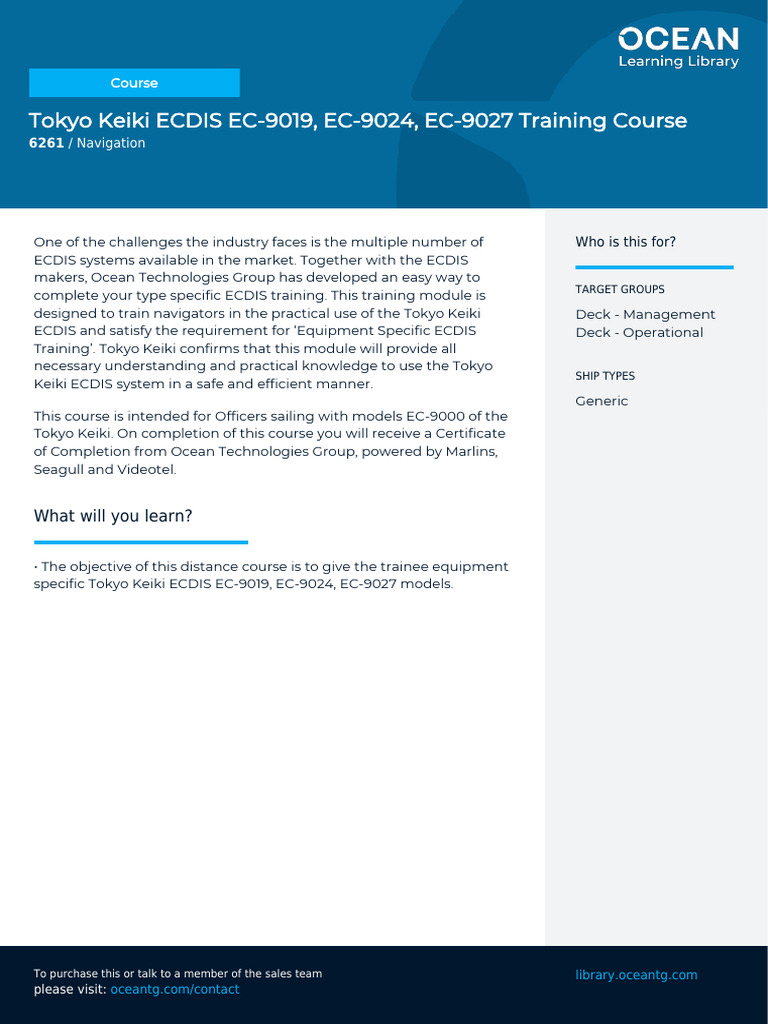 6261 Tokyo Keiki Ecdis Ec 9019 Ec 9024 Ec 9027 Training Course | PDF