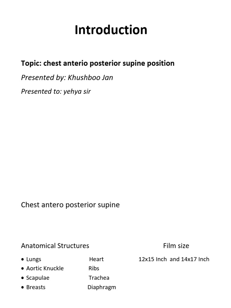 Chest Anteroposterior Supine Position Guide | PDF | Self-Improvement