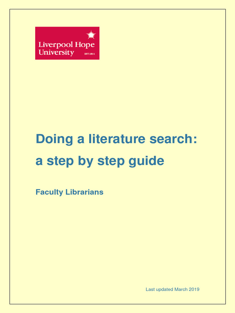 Literature Search Guide for Research | PDF | Academic Journal | Libraries