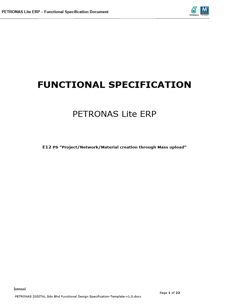 Functional Specification E12 V0.2 | PDF | Specification (Technical Standard) | Microsoft Excel