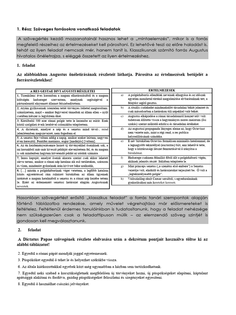 Mintafeladatok Handout Borhegyi | PDF