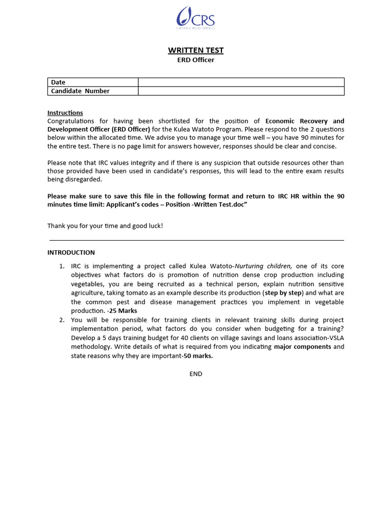 ERD Officer Written Interview | PDF | Business