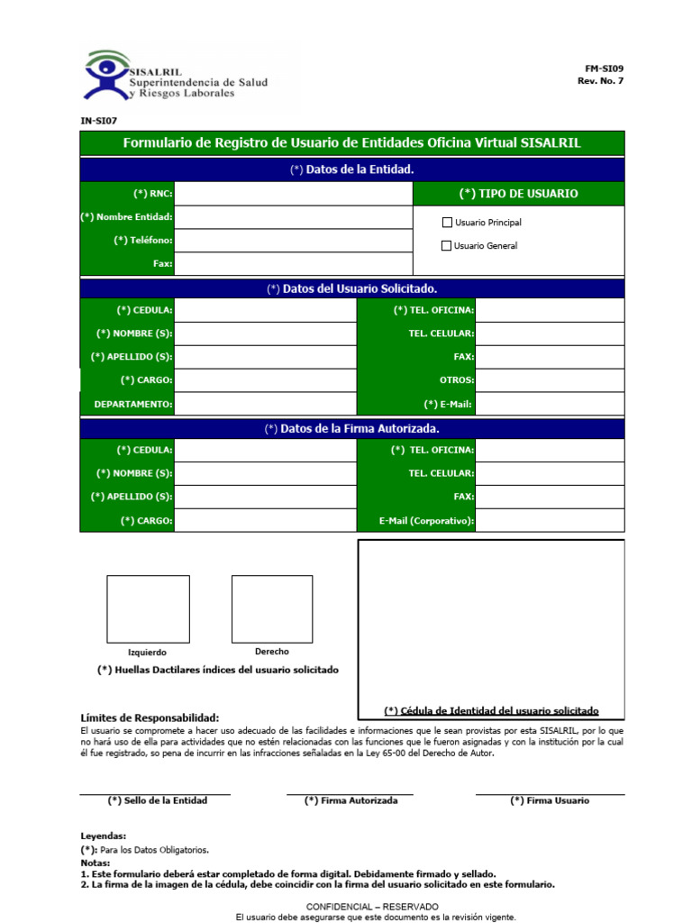 FM-SI09 Formulario Registro de Usuarios A La OV - Rev. 07 | PDF ...