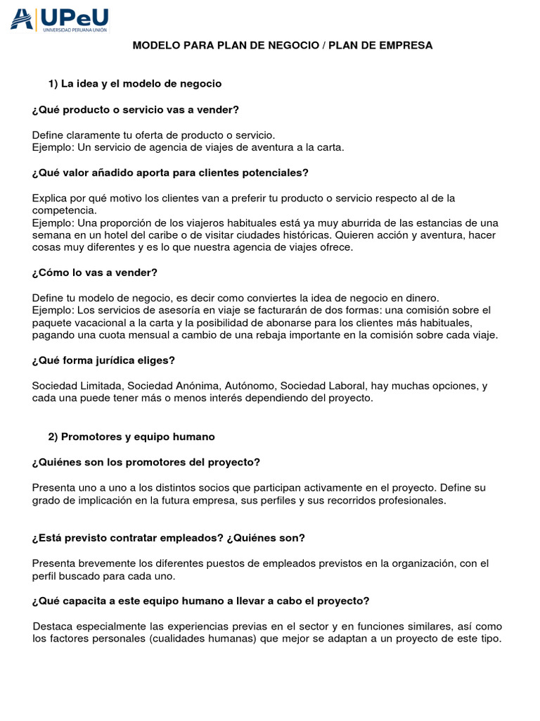 MODELO PARA PLAN DE NEGOCIO | PDF | Business | Mercado (economía)