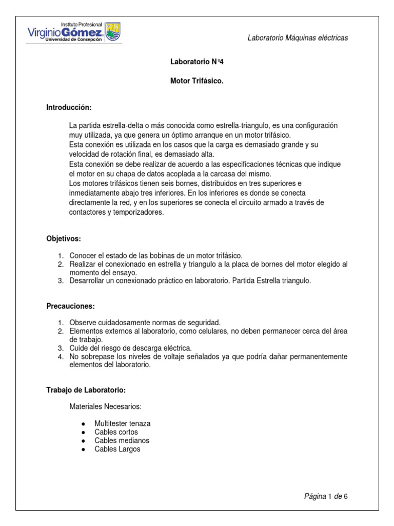 Laboratorio N°4 Máquinas Eléctricas 2024 | PDF | Laboratorios | Ingenieria Eléctrica