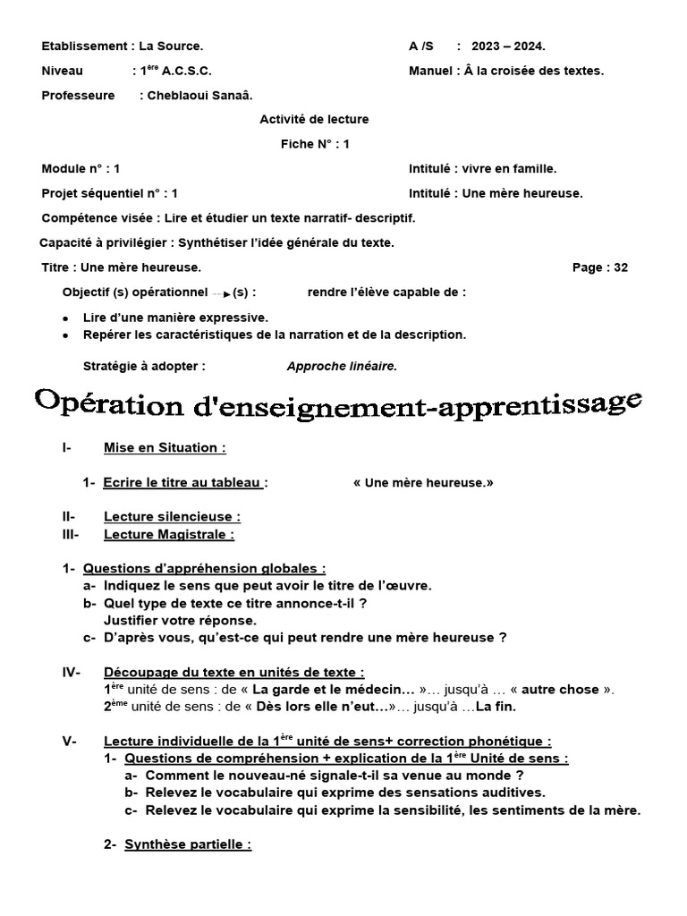 Une mère heureuse : Analyse littéraire | PDF | Arts du langage et ...