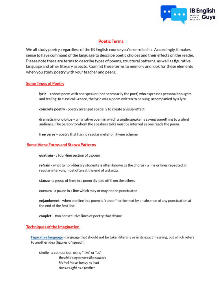 Poetic Terms | Download Free PDF | Poetry | Rhyme