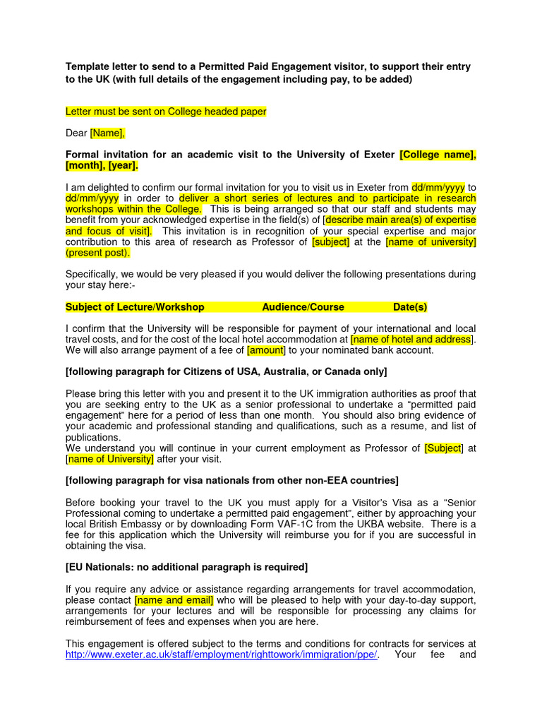 PPE Template Letter | PDF | Travel Visa