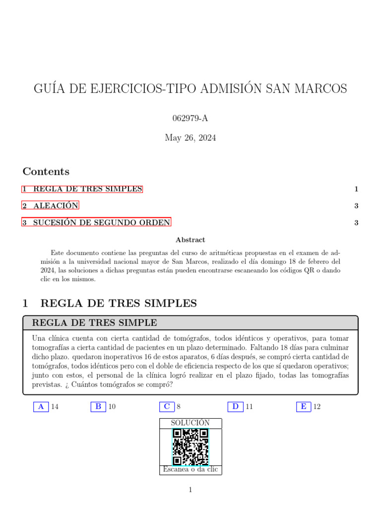 Solucionario Unmsm Aritm 2024 I | PDF