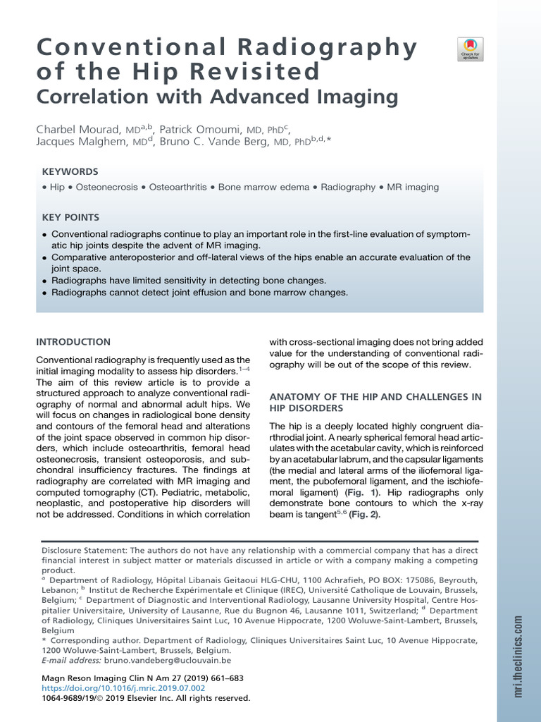 Conventional Radiography of The Hip Revisited | PDF | Hip | Radiography