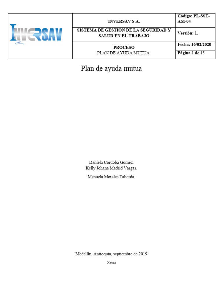 PLAN DE AYUDA MUTUA | PDF | Defensa Civil