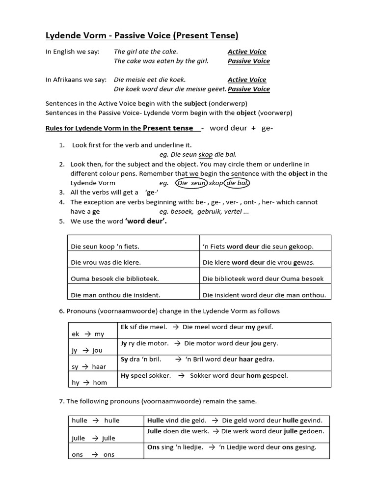 Lydende Vorm Notes-Exercise | PDF