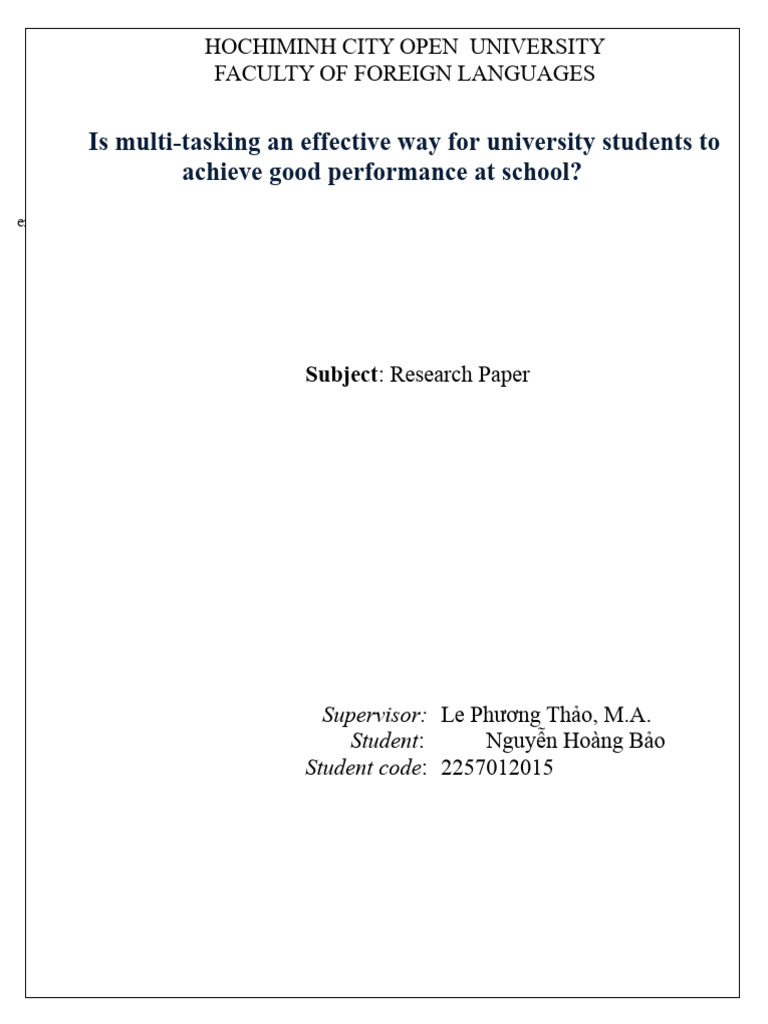 Effects of Multitasking on Student Performance | PDF | Emotional Self ...